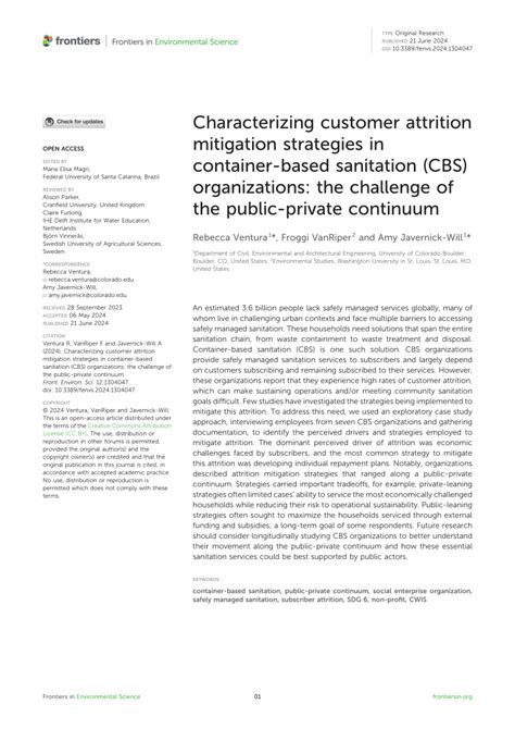 Pdf Characterizing Customer Attrition Mitigation Strategies In Container Based Sanitation Cbs