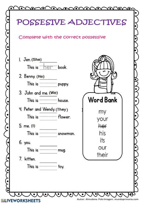 Possessive Adjectives Interactive Exercise For Third Possessive Adjectives Adjective
