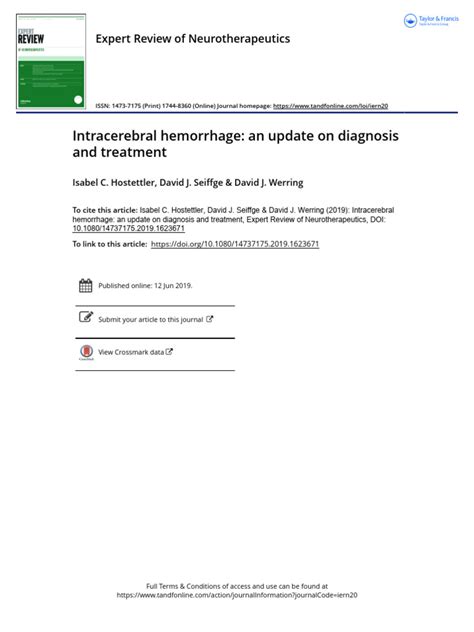 Intracerebral Hemorrhage An Update On Diagnosis And Treatment Pdf