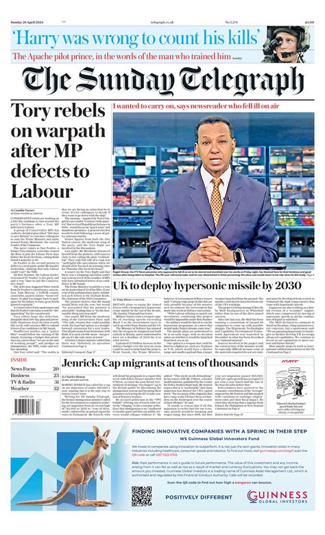 Sunday Telegraph Front Page 28th Of April 2024 Tomorrows Papers Today