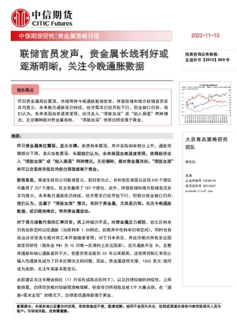 贵金属策略日报：联储官员发声，贵金属长线利好或逐渐明晰，关注今晚通胀数据