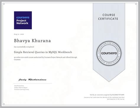 Bhavya Khurana On Linkedin Sql Mysql Database Coursera