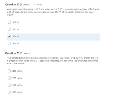 Solved Question Points Saved An Inductive Coil Of Chegg