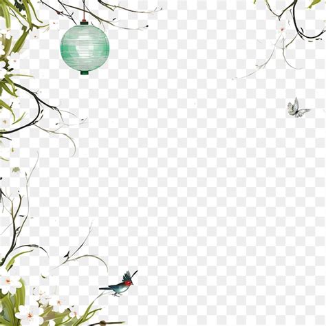 Premium Psd Psd Nature Inspired Leafy Scribbles Border Frame With Cherry Blo 2d Frame Design