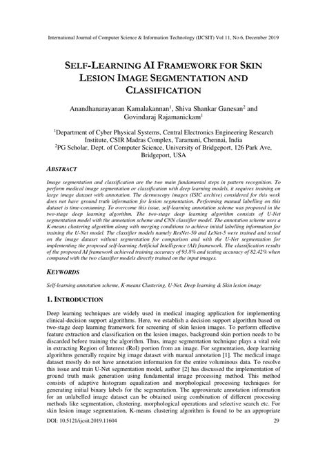 PDF Self Learning AI Framework For Skin Lesion Image Segmentation And