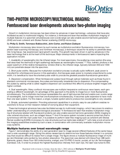 Pdf Advancements In Two Photon And Multimodal Imaging Techniques