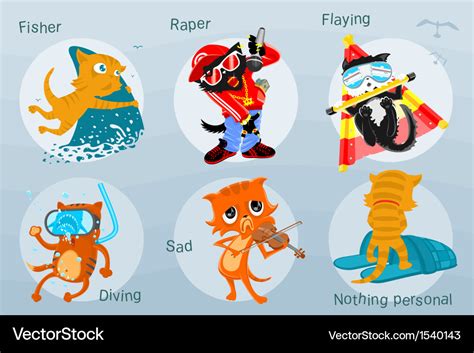 Cat Set Royalty Free Vector Image Vectorstock