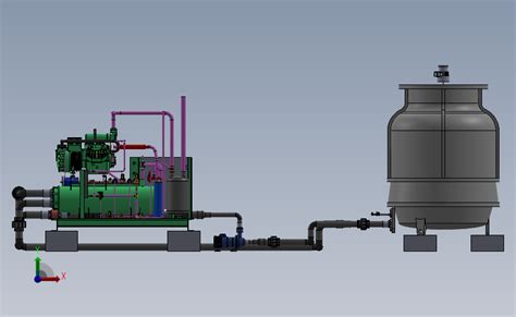 凝汽式机组与冷却塔solidworks 2014模型图纸下载 懒石网