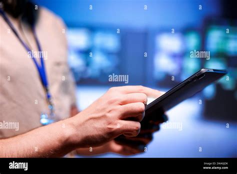 Admin Checking Interlinked Computers Creating Server Network Close Up