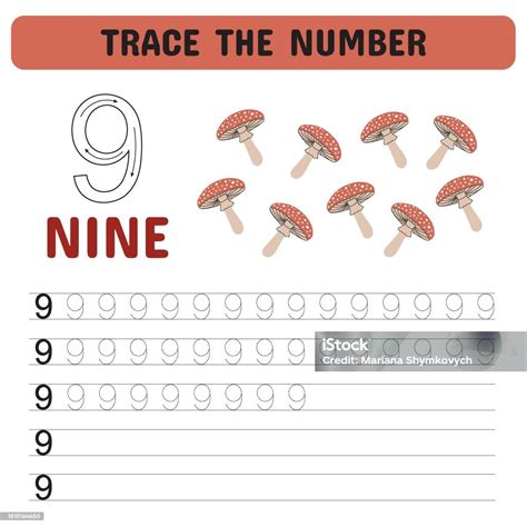 번호를 추적합니다 유치원 유치원 숫자 학습 및 필기 연습 활동을 위한 추적 번호 워크시트 교육 어린이 게임 인쇄 가능한 워크시트 벡터 일러스트 레이 션 0명에 대한 스톡