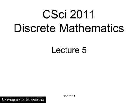Csci 2011 Discrete Mathematics