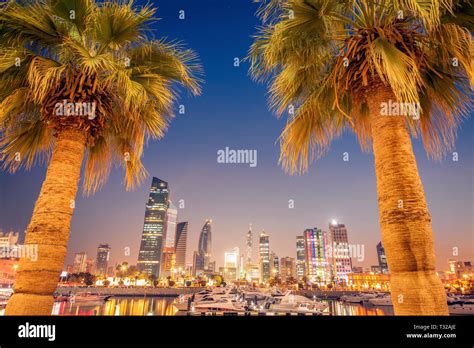 Skyline Of Kuwait City At Evening Kuwait City Kuwait Stock Photo Alamy