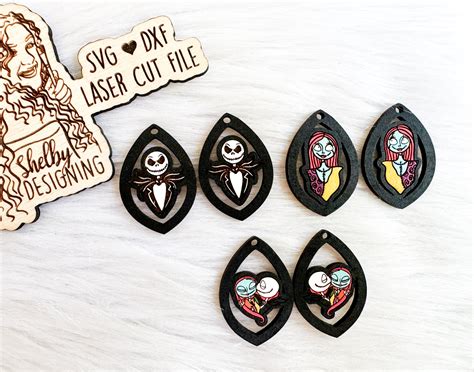 Jack And Sally Teardrop Dangle Earring Trio Svg Shelbydesigning