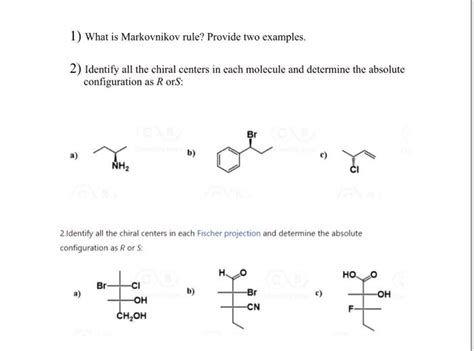 Solved What Is Markovnikov Rule Provide Two Examples Chegg Com