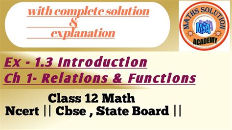 Exercise 1 3 Introduction Chapter 1 Relations Functions Ncert
