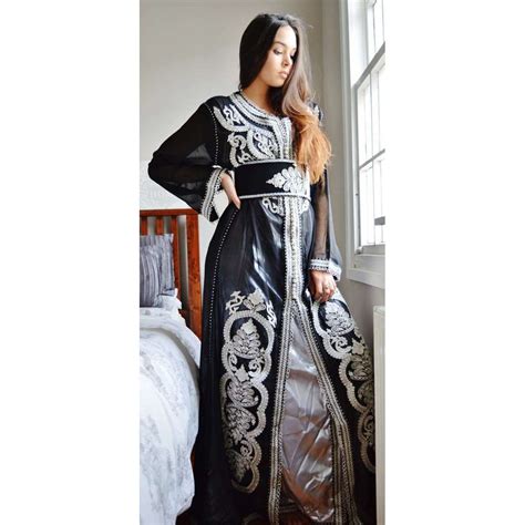 Black With White Moroccan Takchita Party Kaftan Kalia Style Maison De