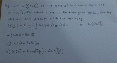 Solved On C2013 4 Let C 01 Be The Space Of