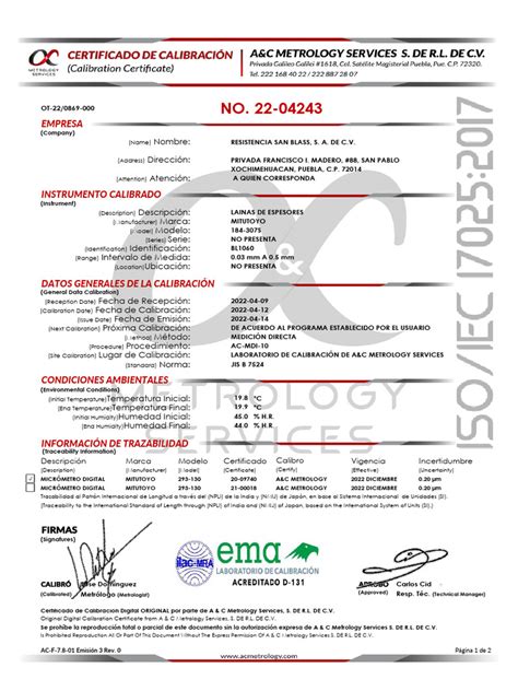 Lainas De Espesores Bl1060 2022 Pdf