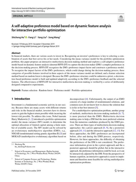 Hu2019 A Self Adaptive Preference Model Based On Dynamic Feature