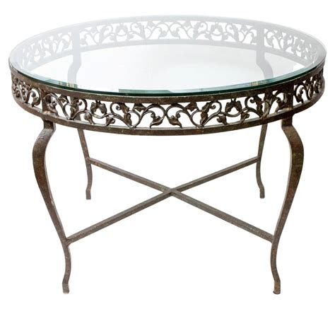Wrought Iron Circular Table With Glass Top Auction