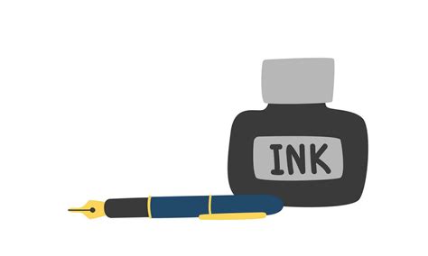 Ink And Fountain Pen Clipart Set Of Fountain Pen And Ink Bottle Flat