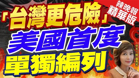 【盧秀芳辣晚報】美年度預算首度單獨列台灣 國務院展現安全承諾｜「台灣更危險」 美國首度單獨編列 郭正亮爆美國背後盤算中天新聞