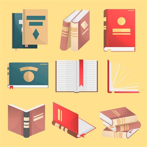 Conjunto De ícones De Livros Ilustração Vetorial Isolada Vetor Premium