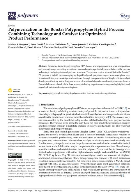 Pdf Polymerization In The Borstar Polypropylene Hybrid Process