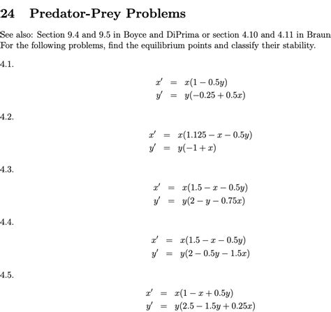 Solved 24 Predator Prey Problems See Also Section 94 And