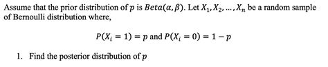 Solved Assume That The Prior Distribution Of P Is Betaαβ