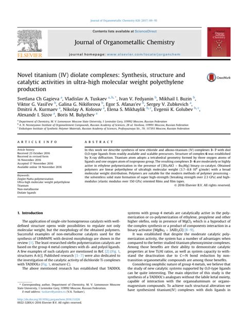 Novel Titanium Iv Diolate Complexes Synthesis Structure And