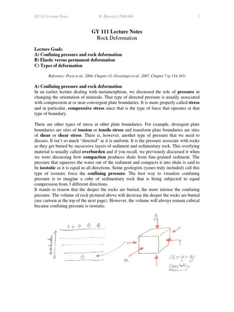 Gy 111 Lecture Notes Rock Deformation Pdf Rock Geology Stress