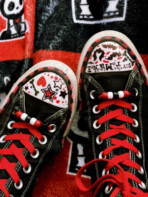 Red Black MCR Converse Grunge Shoes Swag Shoes Cute Shoes