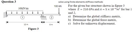 Solved Question 3 Solve Using Finite Elements Stiffness