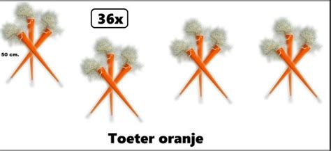 36x Feest Toeters Oranje 50cm Koningsdag Festival Uitdeel Toeter Feest Themaparty