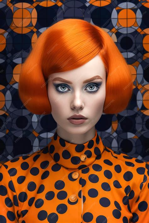 Premium Ai Image Generative Ai Portrait Illustration Of Beautiful Redhaired Girl In Retro