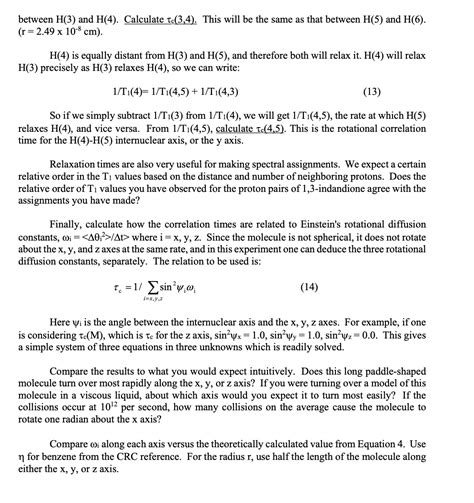 Solved Nmr Calculations Exponential Data Analysisdata