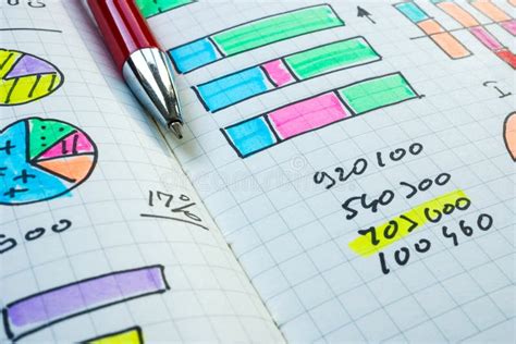 Close Up Of A Page With Financial Graphs And Charts Stock Image