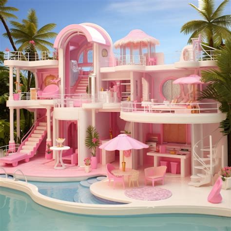 Premium Photo Barbie Malibu Dream House With Pool Landscape