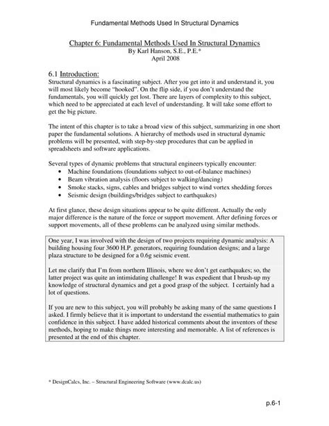 Pdf Chapter 6 Fundamental Methods Used In Structural Dynamics