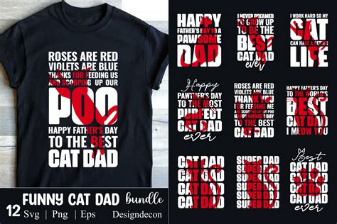 Funny Cat Dad Fathers Day Quotes Bundle Graphic By Designdecon