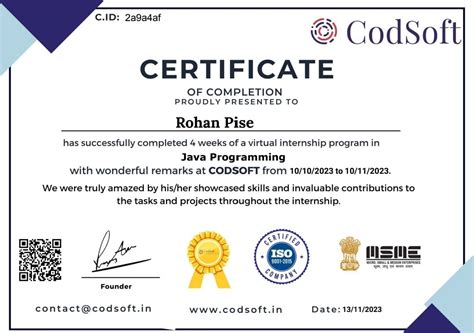 rohan pise on linkedin javaprogramming internshipcompletion