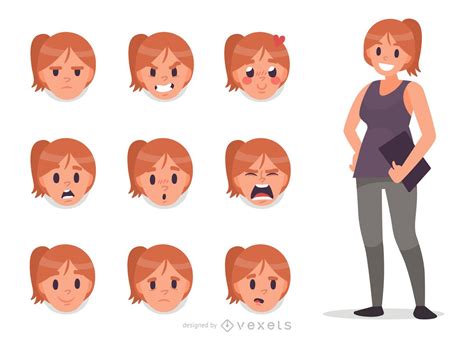 Woman Facial Expression Set Vector Download