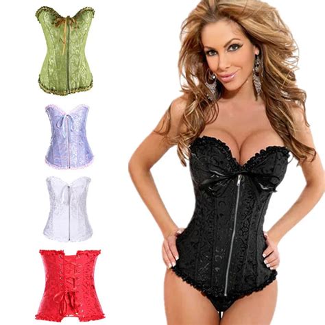 Wholesale Plus Size Sexy Red White Zipper Lace Up Corsets And Bustiers