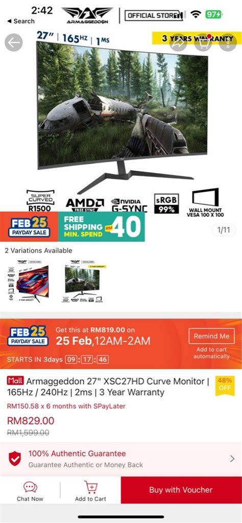 Curve Monitor 27inch Computers And Tech Parts And Accessories Monitor Screens On Carousell