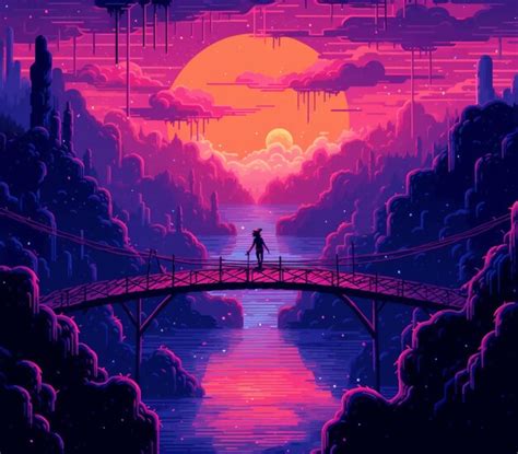 Premium Photo A Man Standing On A Bridge Over A River In A Sunset