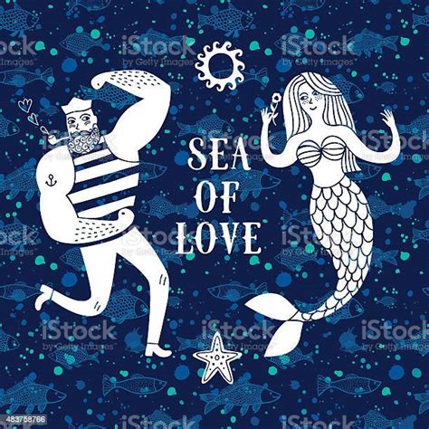 바다빛 말풍선이 있는 일러스트를 선원이요 및 인어 여자 인어에 대한 스톡 벡터 아트 및 기타 이미지 여자 인어 여자 수병 Istock