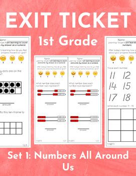 St Grade Exit Ticket Set Numbers All Around Us By Crystal Pergram