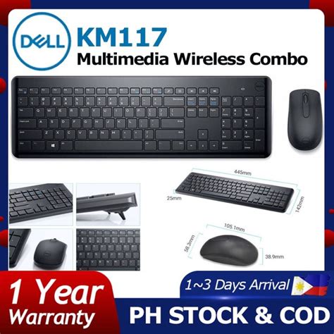 【ph Stock】dell Km117 Multimedia Wireless Desktop Laptop Chiclet Keyboard Mouse Combo