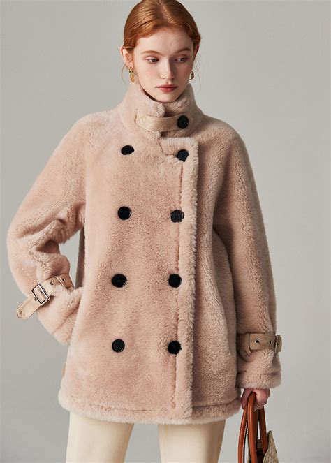 Serena Double Breasted High Pile Wool Fleece Coat Vivian Seven